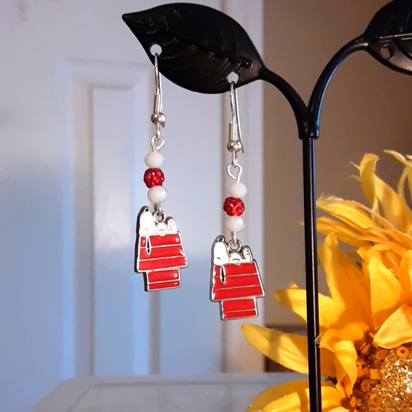 Hand Crafted | Jewelry | Peanuts Snoopy Earrings Red White Hand Crafted ...